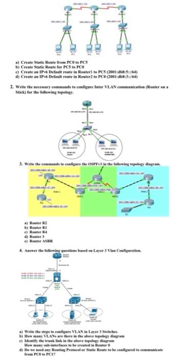 a) Create Static Route from PC0 to PC5 b) Create | Chegg.com