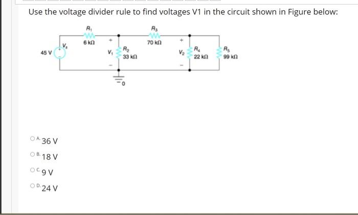 Solved use the voltage divider rule to find voltages v1 in | Chegg.com