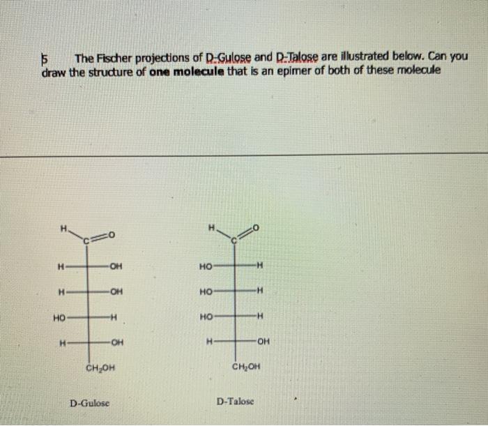 Solved 5. The Fischer projections of D-Gulose and D-Talose | Chegg.com