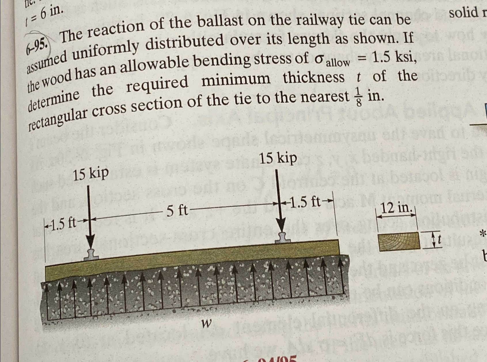 Solved 1=6in.6-95. ﻿The reaction of the ballast on the | Chegg.com