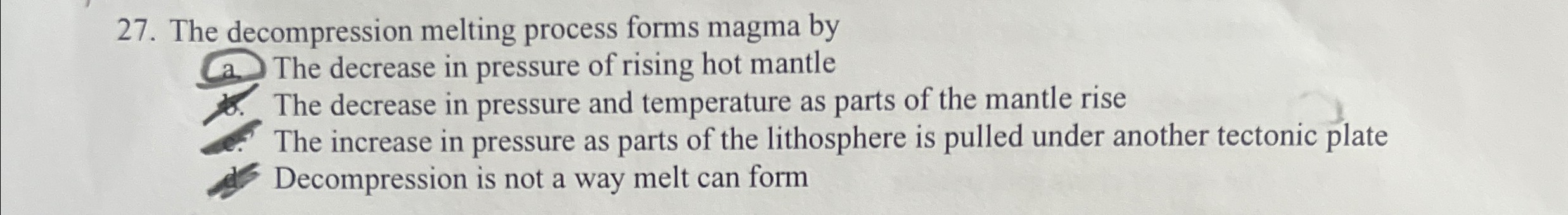 Solved The decompression melting process forms magma by(a) | Chegg.com
