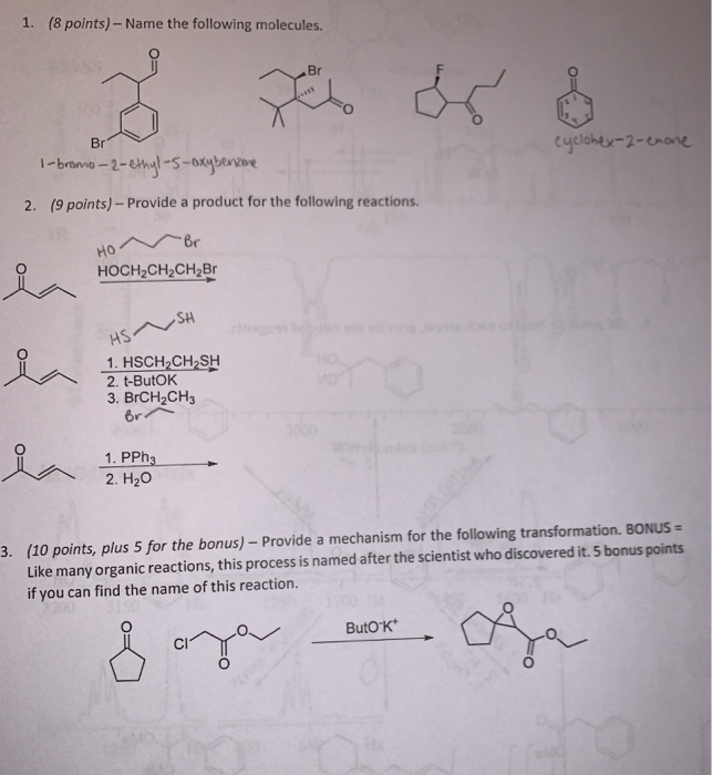 Solved 1. (8 points) - Name the following molecules. | Chegg.com