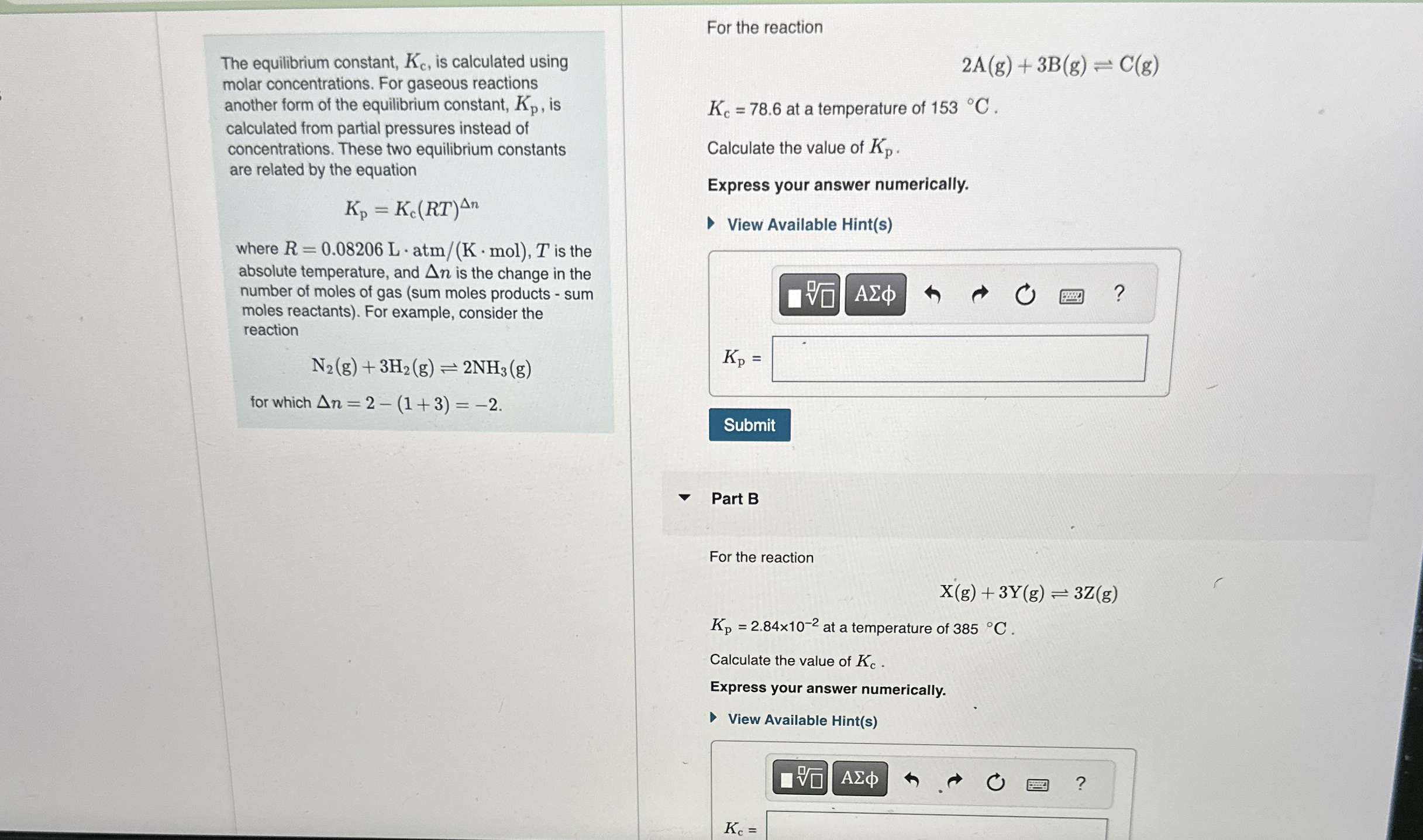 Solved The equilibrium constant, Kc, ﻿is calculated | Chegg.com
