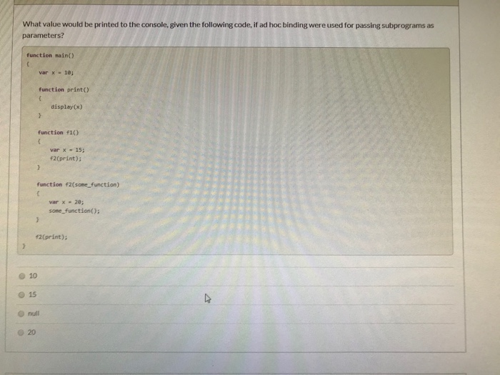 Solved What items in the subprogram below would be stored as | Chegg.com