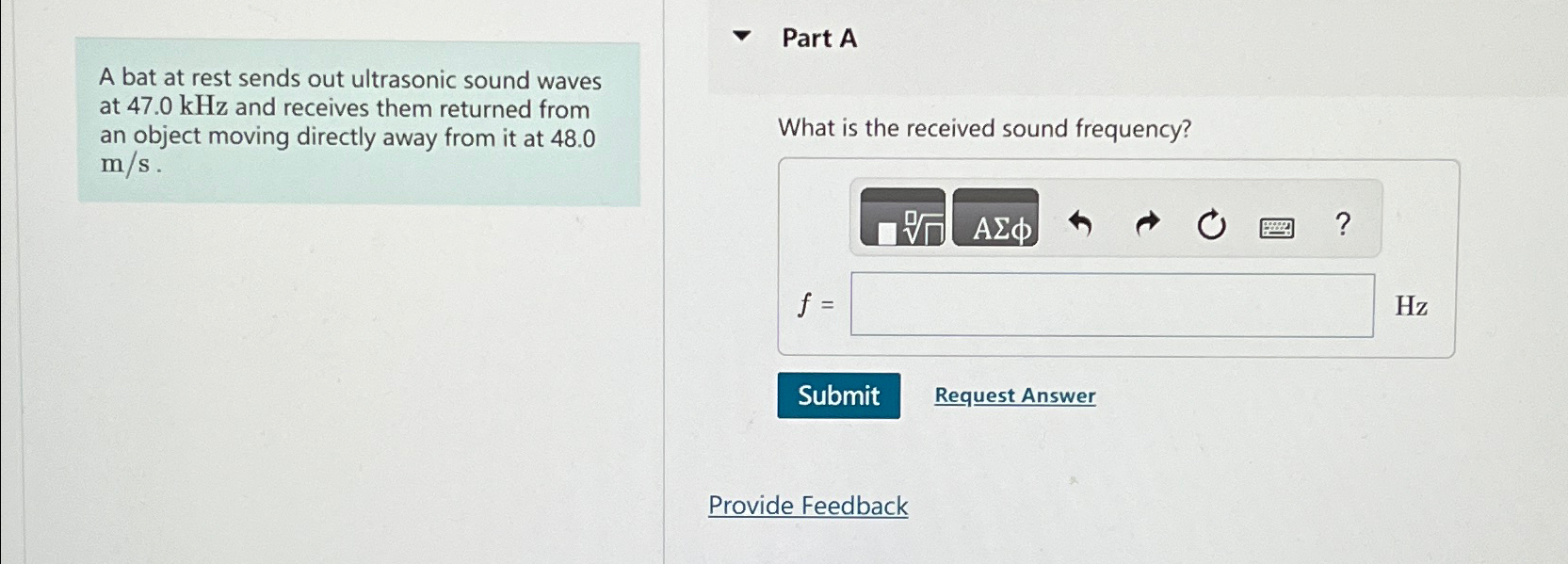 Solved Part AA bat at rest sends out ultrasonic sound waves | Chegg.com