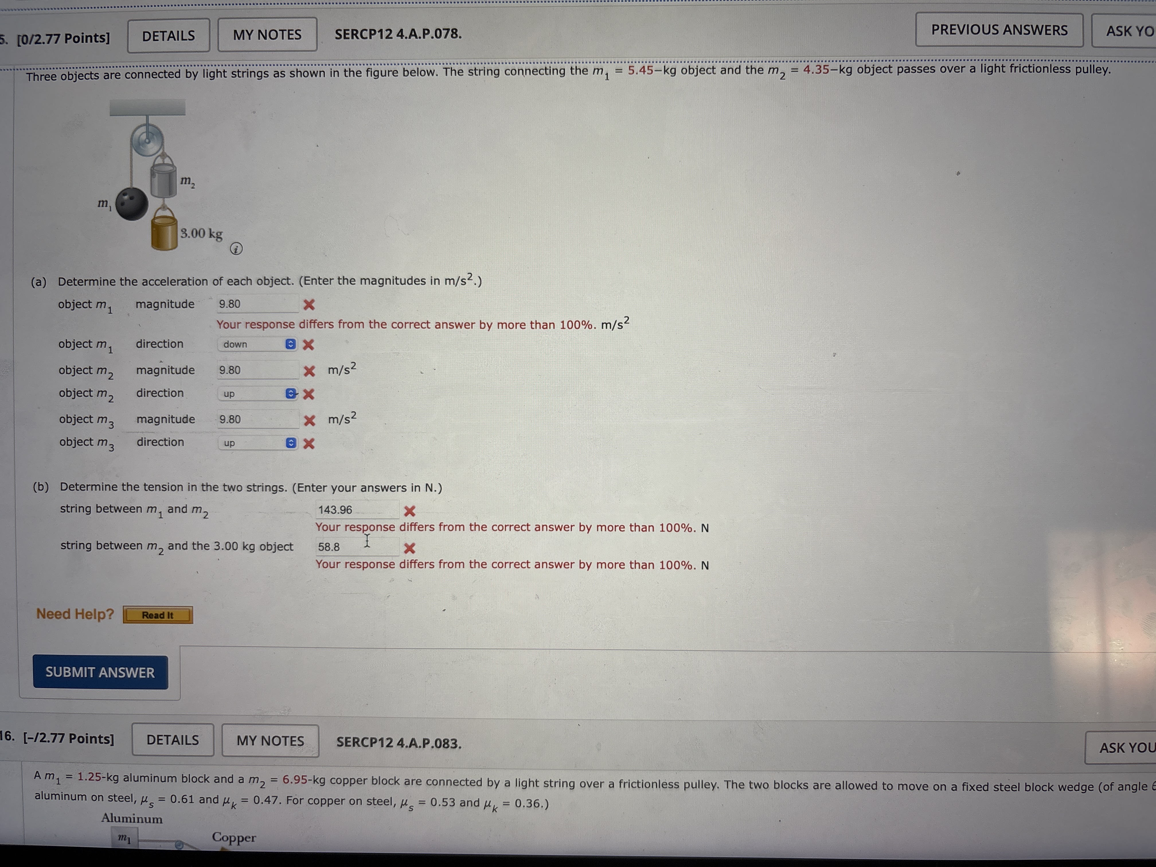 Solved Three objects are connected by ﻿light strings as | Chegg.com