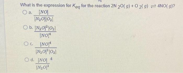 Solved What is the expression for Keq for the reaction 2 | Chegg.com