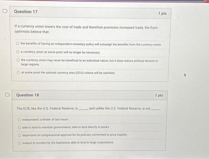 Solved Why are criteria from an optimal currency area even | Chegg.com