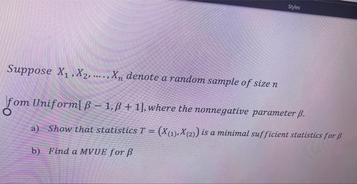 Solved Suppose X1,X2,…,Xn denote a random sample of size n | Chegg.com