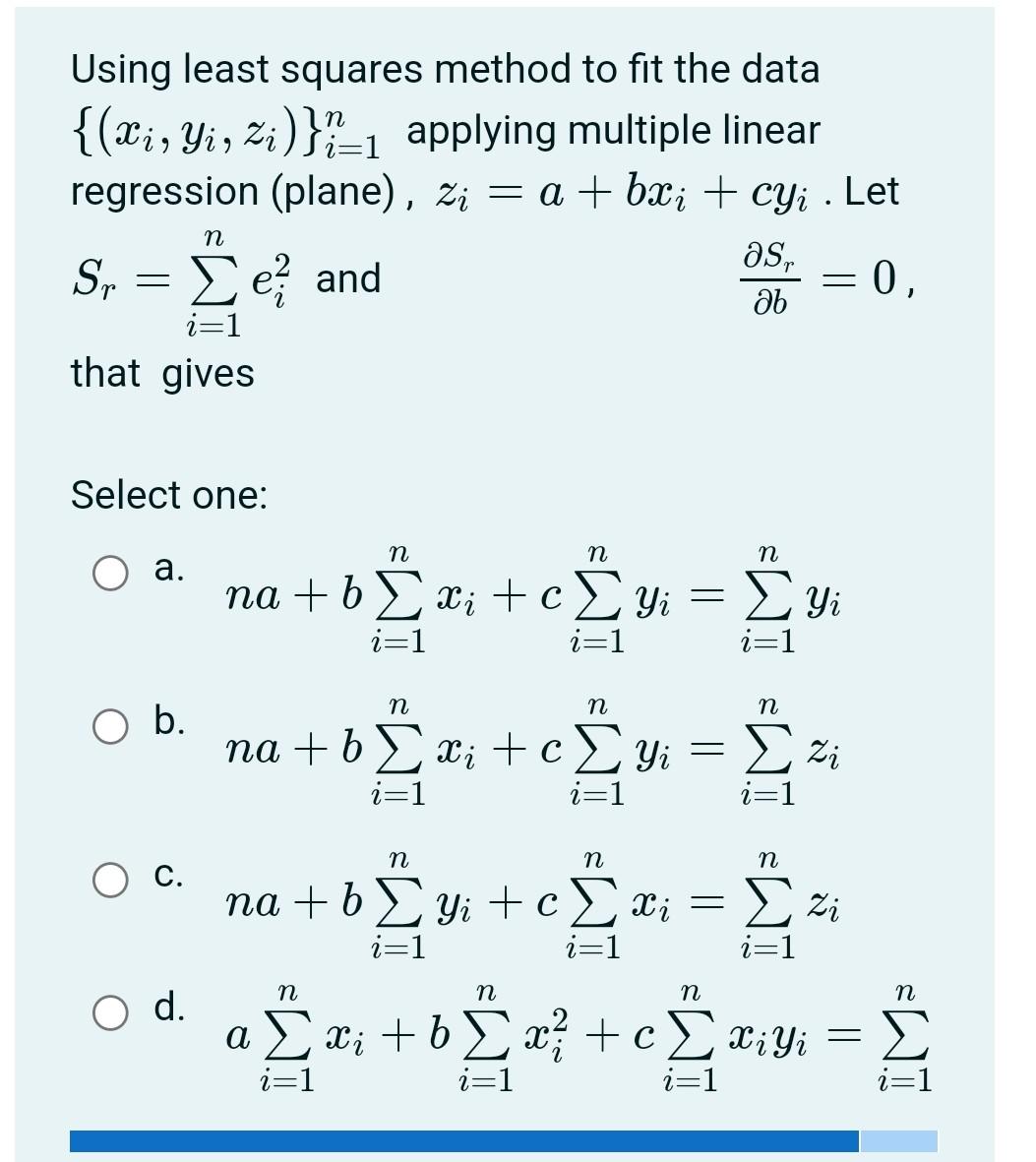 Solved Using least squares method to fit the data | Chegg.com