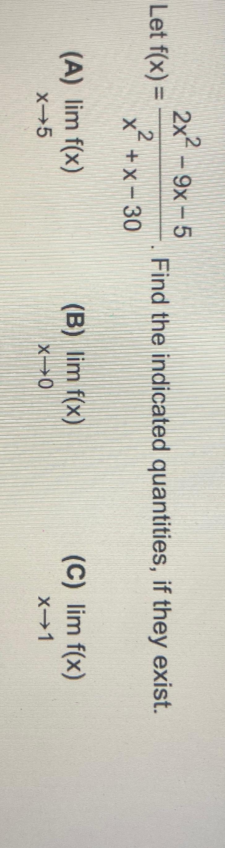 Solved Let f(x)=2x2-9x-5x2+x-30. ﻿Find the indicated | Chegg.com