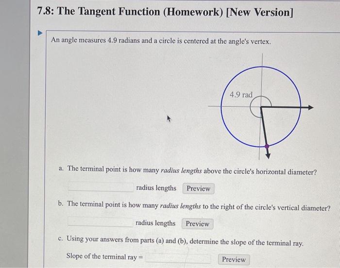 Solved .8: The Tangent Function (Homework) [New Version] An | Chegg.com