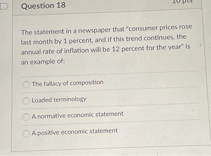 Solved Question 18 The statement in a newspaper that | Chegg.com