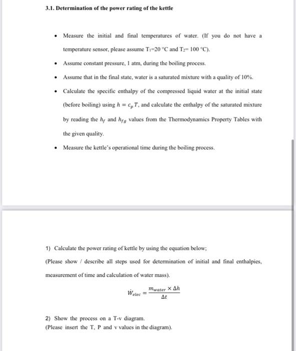 Solved 3.1. Determination of the power rating of the kettle | Chegg.com
