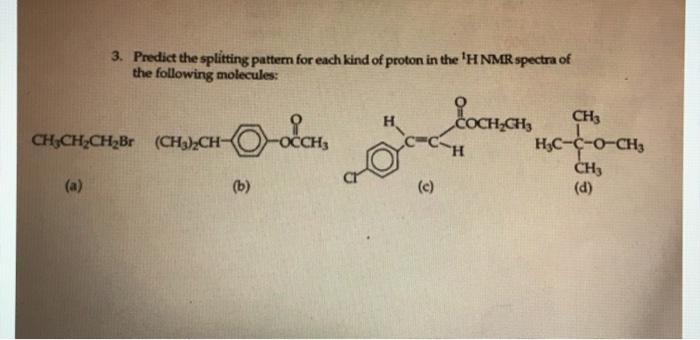 Solved 3. Predict the splitting pattern for each kind of | Chegg.com