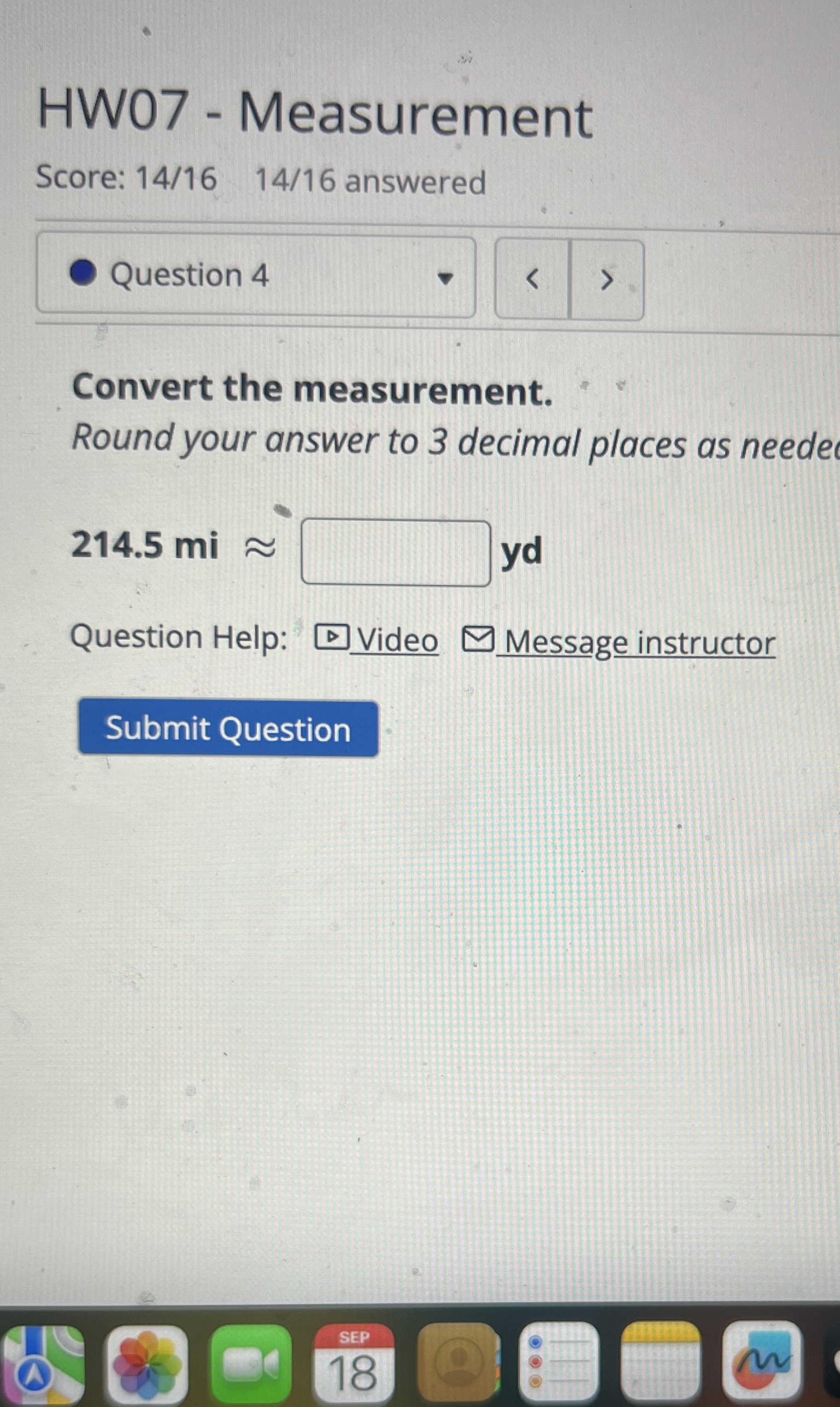 Solved Convert the measurement.Round your answer to 3 | Chegg.com