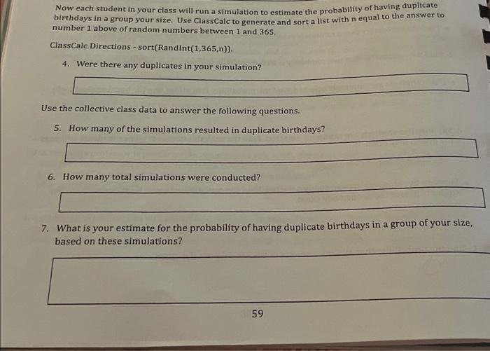 Solved Now each student in your class will run a simulation | Chegg.com