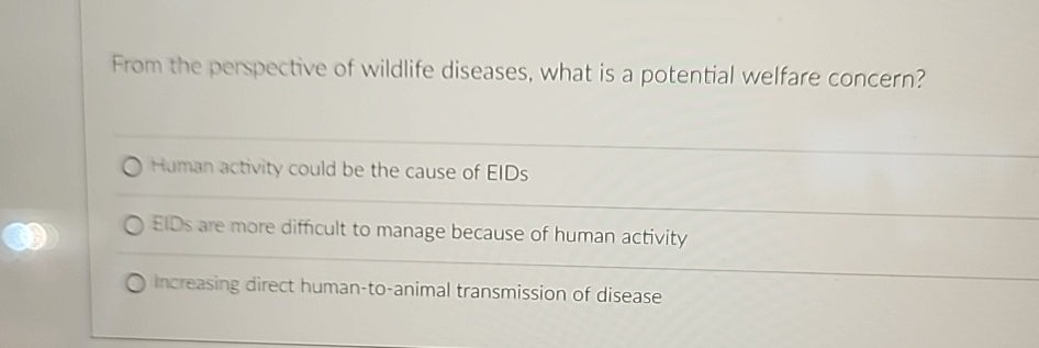 Solved From the perspective of wildlife diseases, what is a | Chegg.com