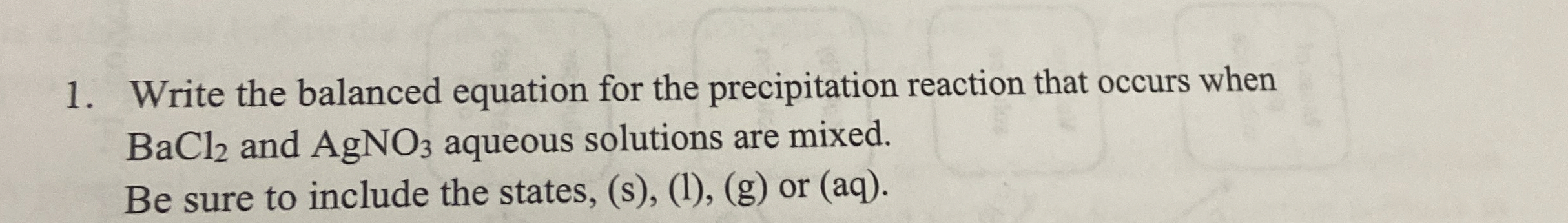 Write the balanced equation for the precipitation | Chegg.com