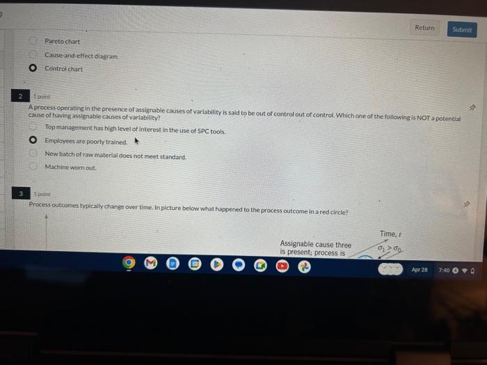 Solved Pareto chart Causc-and-effect diagram Control chart 2 | Chegg.com