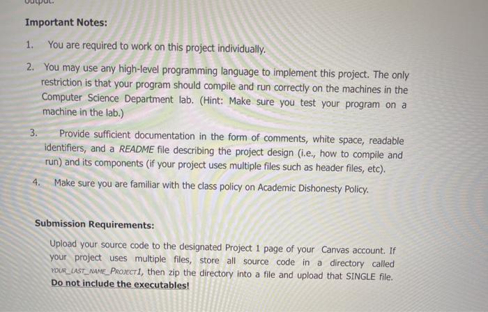 Solved Programming Project #1: Signed Integer Representation | Chegg.com