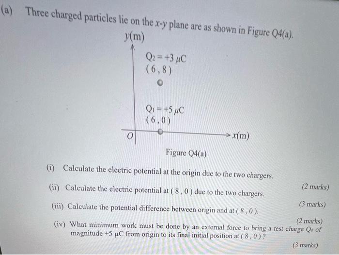 Solved Three charged particles lie on the x−y plane are as | Chegg.com