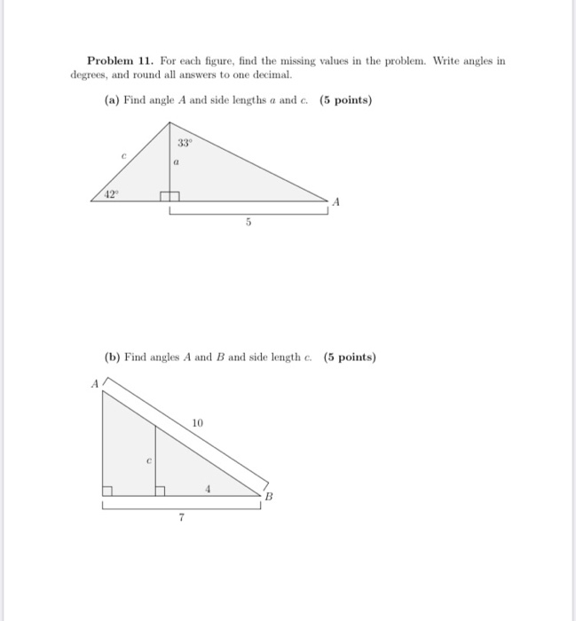 Solved Problem 11. For each figure, find the missing values | Chegg.com