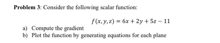 Solved Problem 3: Consider the following scalar function: | Chegg.com