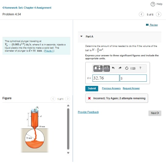 Solved The oylindrical plunger traveling at:Vp=(0.005t12)ms, | Chegg.com