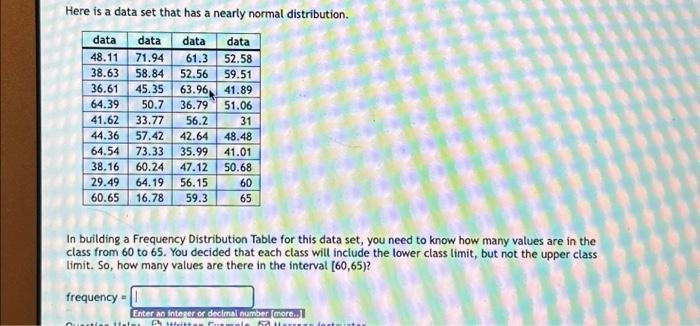 Solved Here is a data set that has a nearly normal | Chegg.com