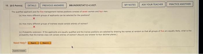 Solved The quaifed applicant pool for five meragement trante | Chegg.com