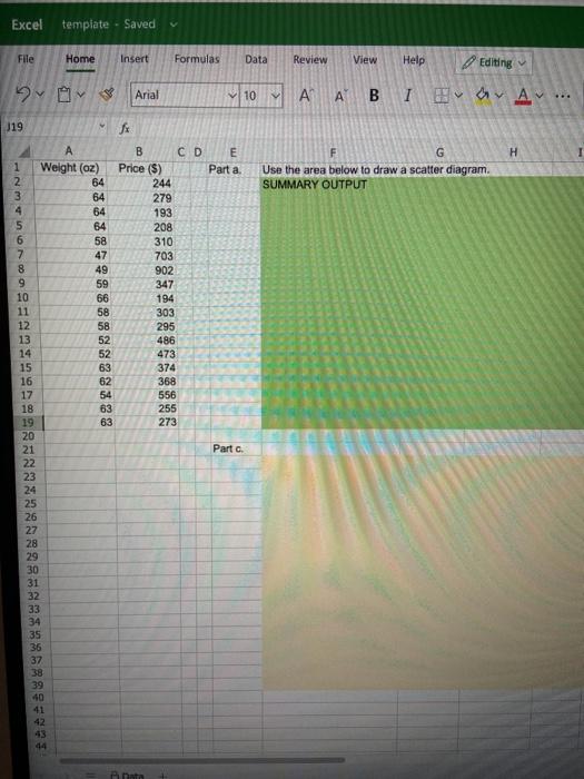 Solved Excel template - Saved File Home Insert Formulas Data | Chegg.com
