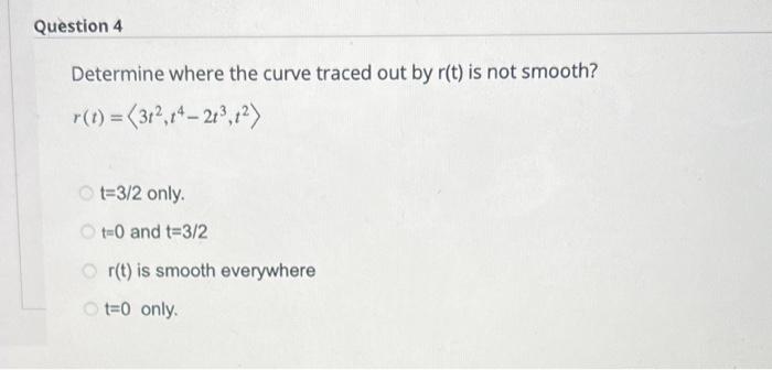 Solved Determine where the curve traced out by r(t) is not | Chegg.com