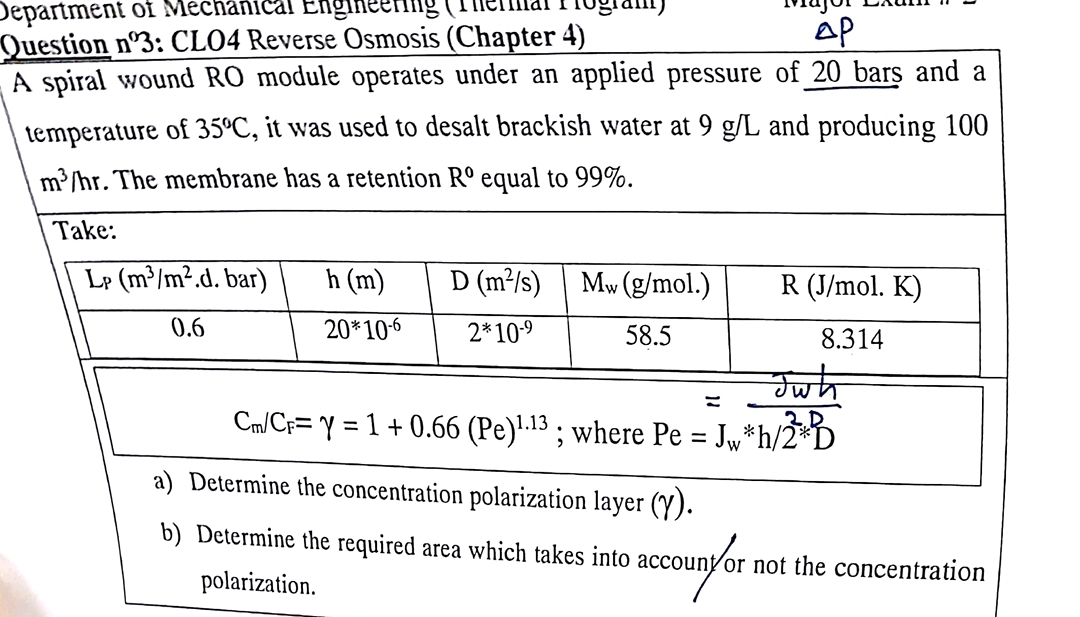 Solved Question n3: CLO4 ﻿Reverse Osmosis (Chapter 4) q,A | Chegg.com