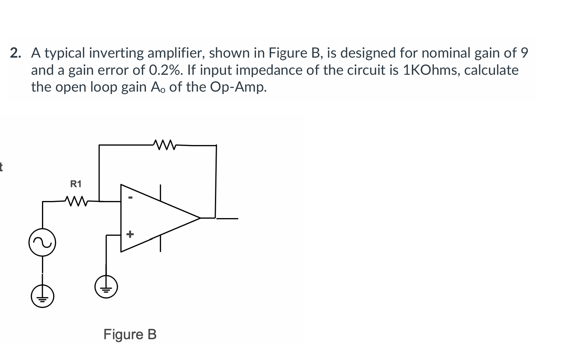 Solved 2. ﻿A typical inverting amplifier, shown in Figure \( | Chegg.com