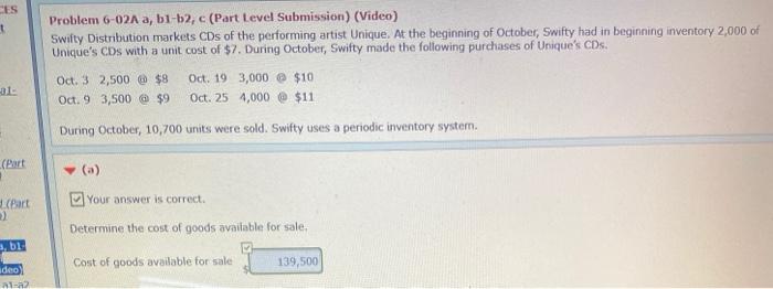 Solved ES Problem 6-02A a, bl-b2, c (Part Level Submission) | Chegg.com