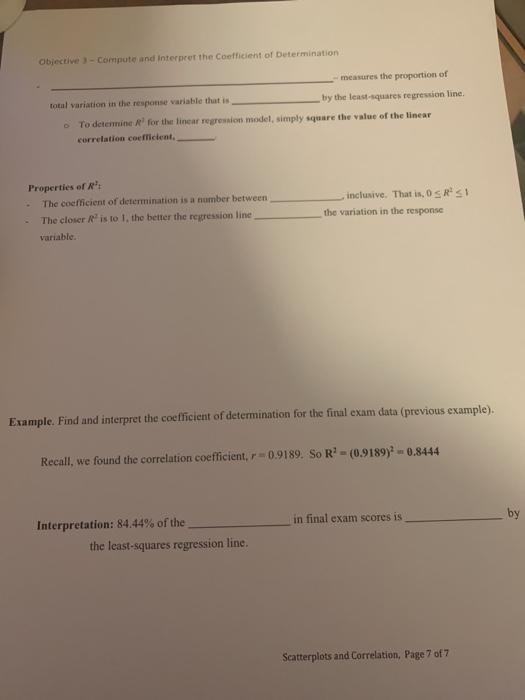 Solved Scatterplots and Correlation Objective 1 - Draw and | Chegg.com