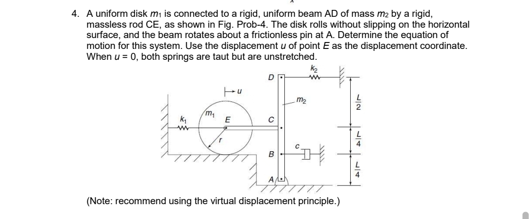Solved A uniform disk m1 ﻿is connected to a rigid, uniform | Chegg.com
