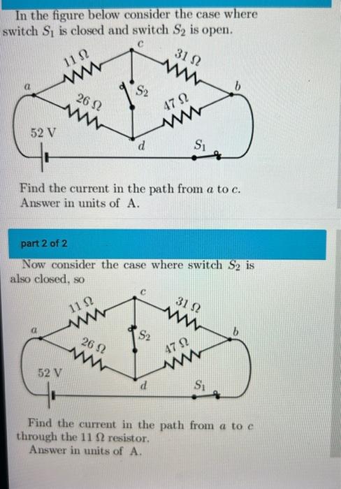 Solved In the figure below consider the case where switch S1 | Chegg.com