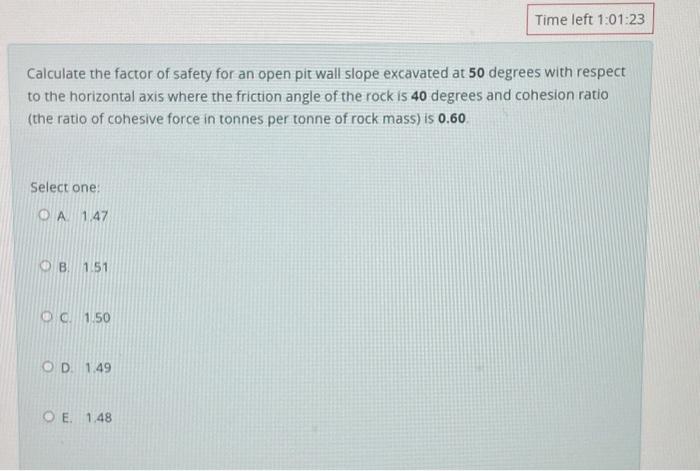 Solved Calculate the factor of safety for an open pit wall | Chegg.com