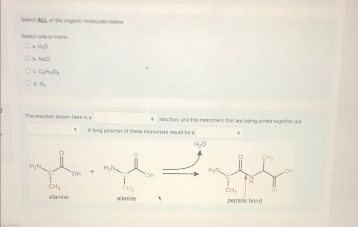 Solved Select ALL of the organic molecules below Select one | Chegg.com