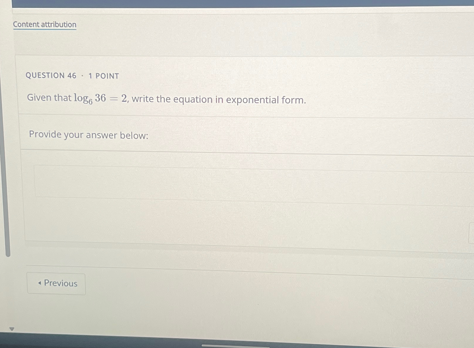 Solved Content attributionQUESTION 46 - 1 ﻿POINTGiven that | Chegg.com