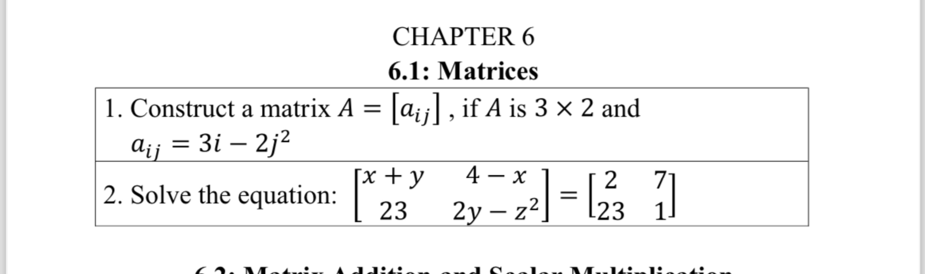 Solved CHAPTER 66.1: MatricesConstruct a matrix A=[aij], ﻿if | Chegg.com