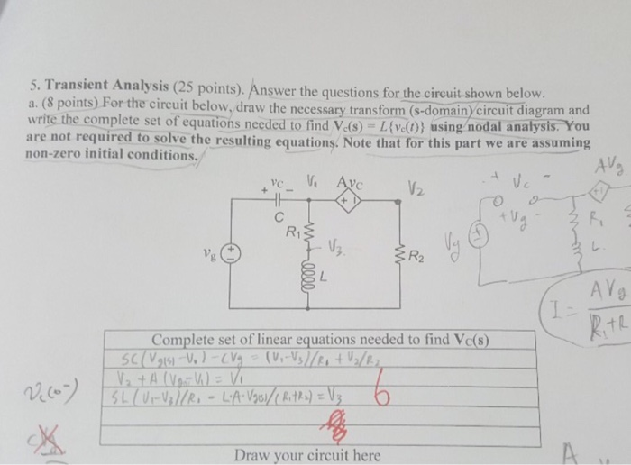 Solved 5. Transient Analysis (25 points). Answer the | Chegg.com