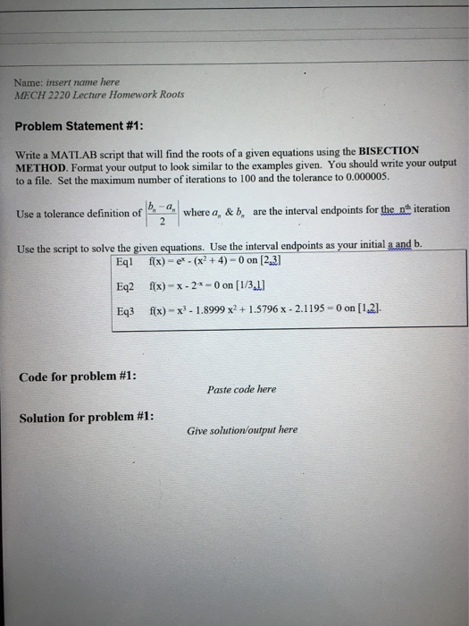 Solved Name: insert name here MECH 2220 Lecture Homework | Chegg.com