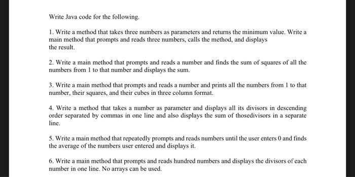 Solved Write Java Code For The Following 1 Write A Method 0624
