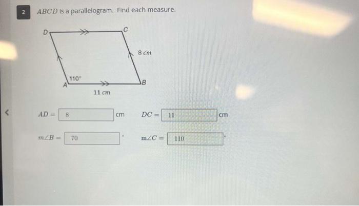 Solved ABCD is a parallelogram. Find each measure | Chegg.com