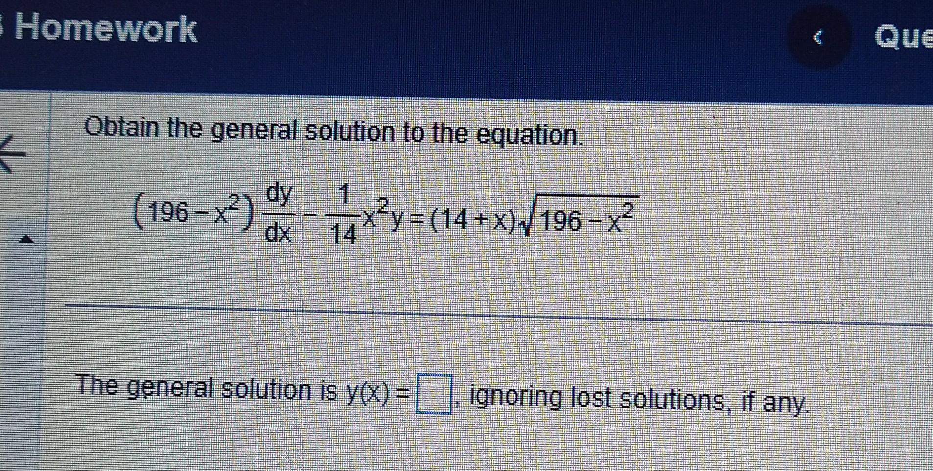 Solved Obtain the general solution to the equation. | Chegg.com