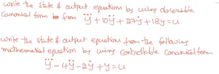 Solved write the state \& output equation by cuing | Chegg.com