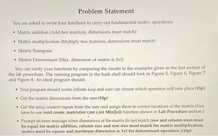 Solved You are asked to write four functions to carry out | Chegg.com